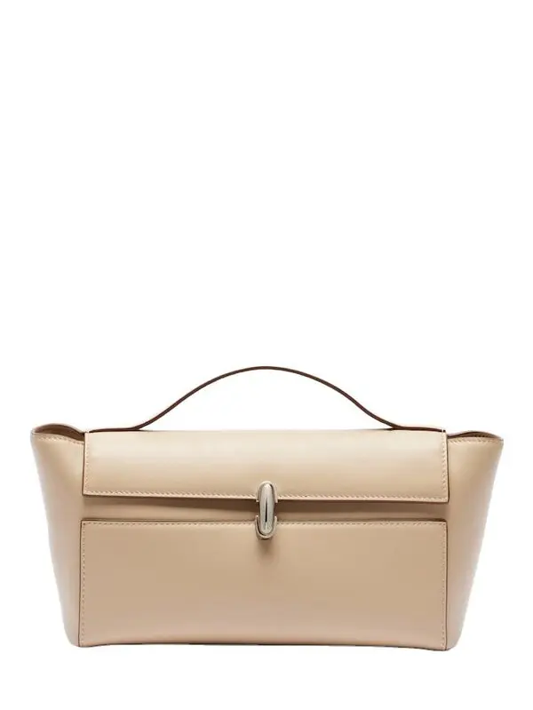 Savette Symmetry Trapeze Small Leather Top-handle Bag - Beige
