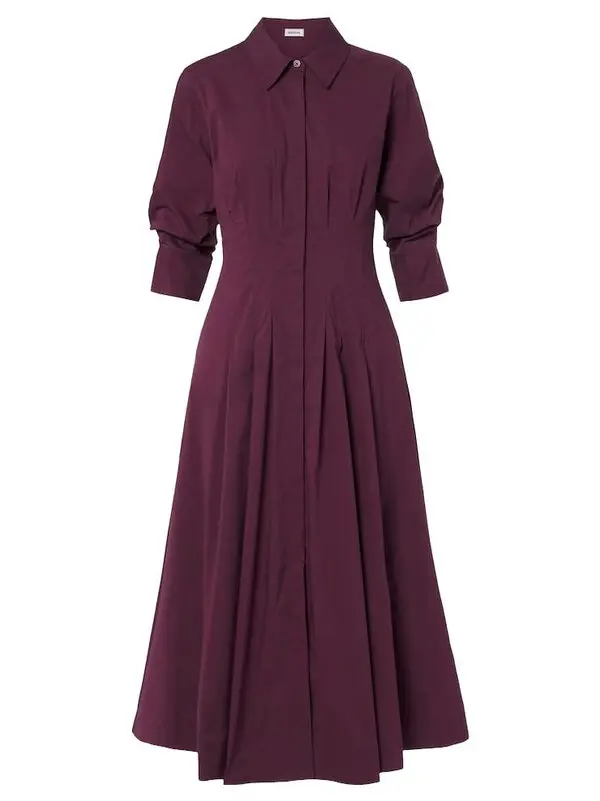 Simkhai Jazz Pleated Cotton Poplin Shirt Dress - Burgundy