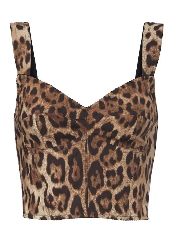 Dolce & Gabbana Leopard-print Bustier Top - Brown