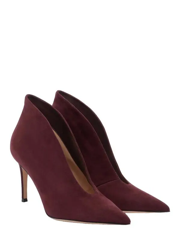 GIANVITO ROSSI Vania Suede Pointed Toe Pumps - Burgundy