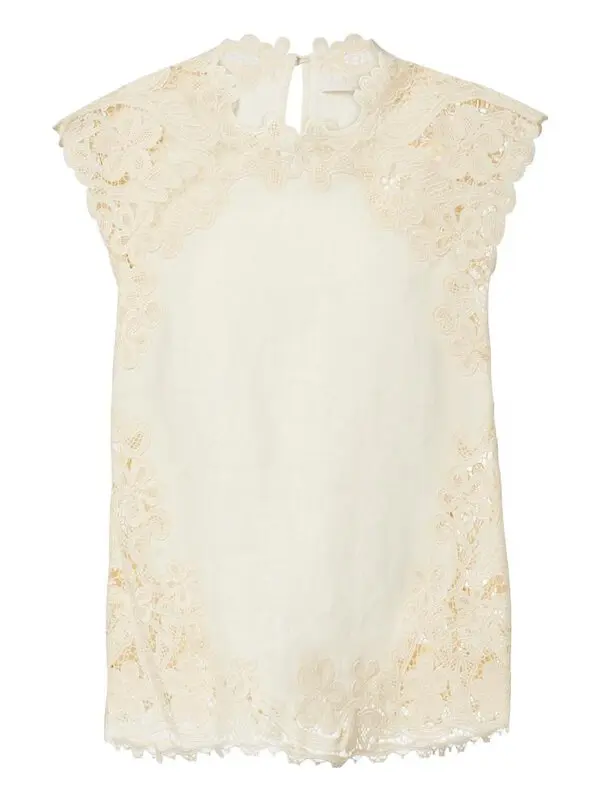 Ulla Johnson Amelie Crochet-trimmed Linen Top - White