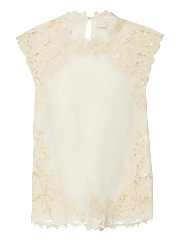 Ulla Johnson Amelie Crochet-trimmed Linen Top - White