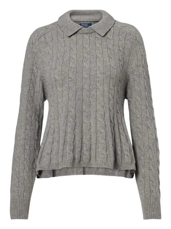 Polo Ralph Lauren Cable-knit Wool And Cashmere Polo Sweater - Grey