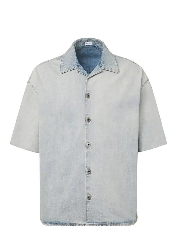 Loewe Anagram Denim Bowling Shirt - Blue