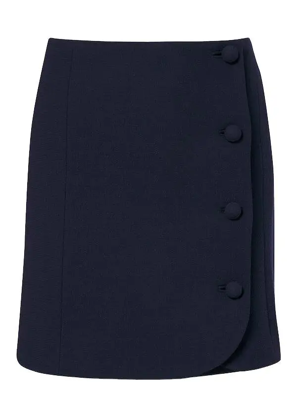 Valentino Garavani Virgin Wool Crêpe Miniskirt - Blue