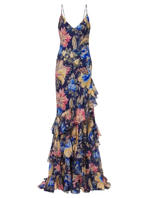 Etro Floral Ruffled Gown - Multicoloured
