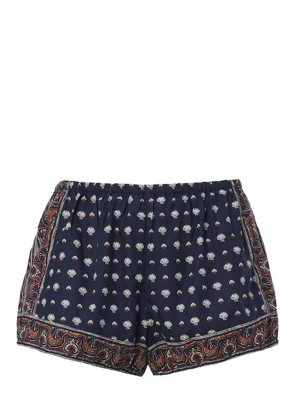 DÔEN Vienna Printed Cotton Shorts - Blue