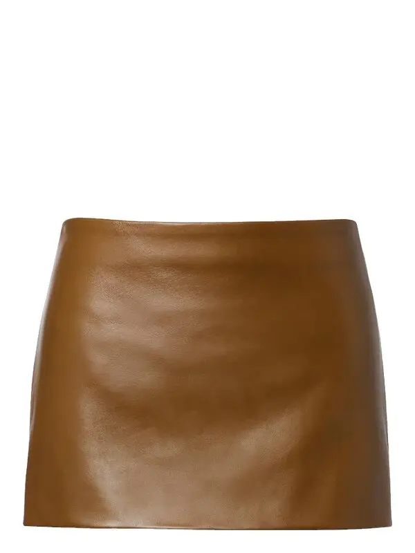 Khaite Jett Leather Miniskirt - Brown