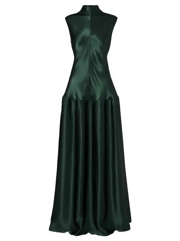 FFORME Satin Maxi Dress - Green