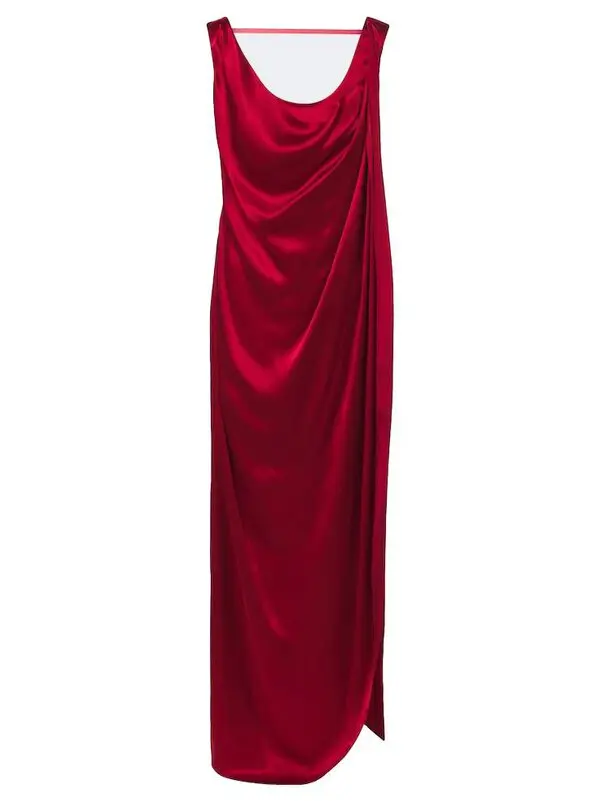 MAISON MARGIELA Draped Satin Maxi Dress - Red