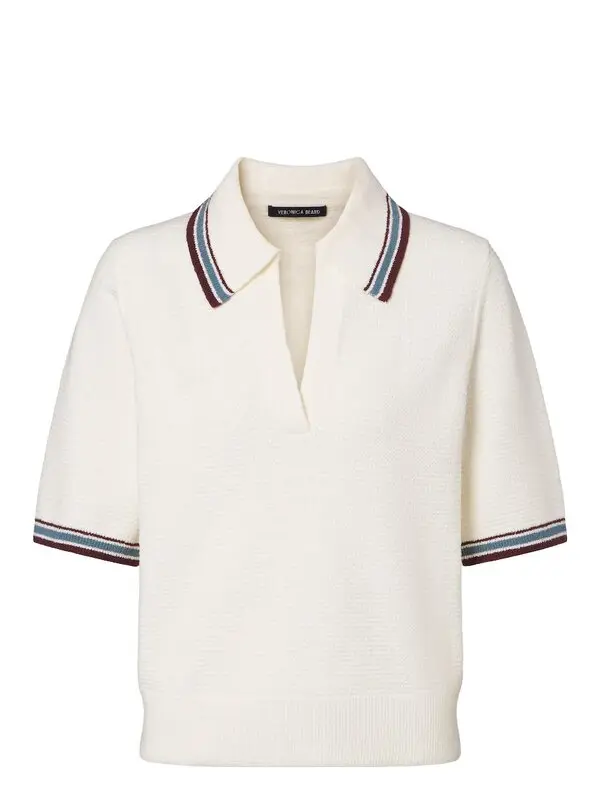 Veronica Beard Knitted Cotton-blend Polo Shirt - White