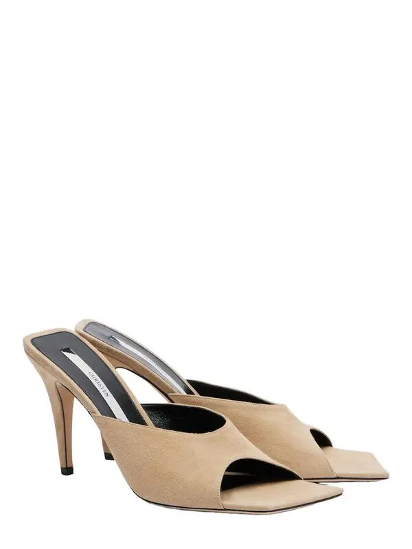CHRISTEN Suede Mules - Beige
