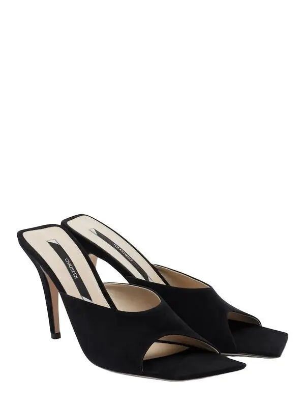 CHRISTEN Suede Mules - Black