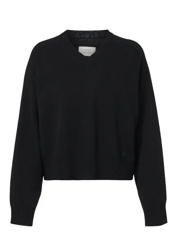 Loulou De Saison Cropped Cashmere V-neck Sweater - Black