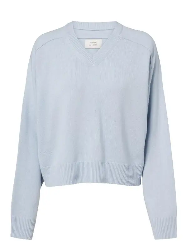 Loulou De Saison Cropped Cashmere V-neck Sweater - Blue