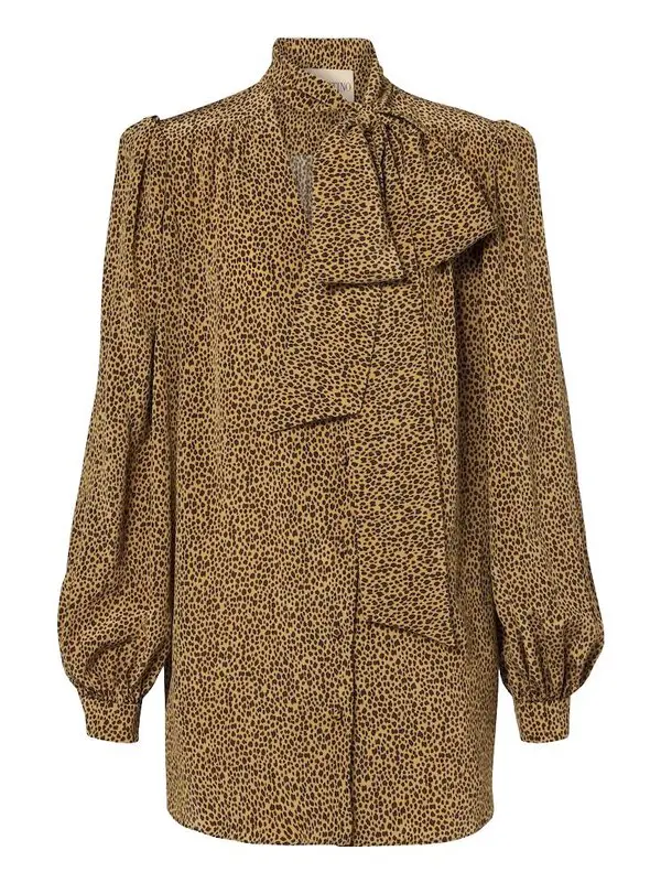 Valentino Garavani Leopard Print Silk Blouse - Brown