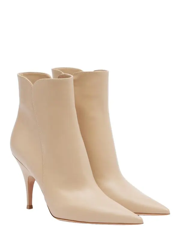 GIANVITO ROSSI Leather Ankle Boots - Beige