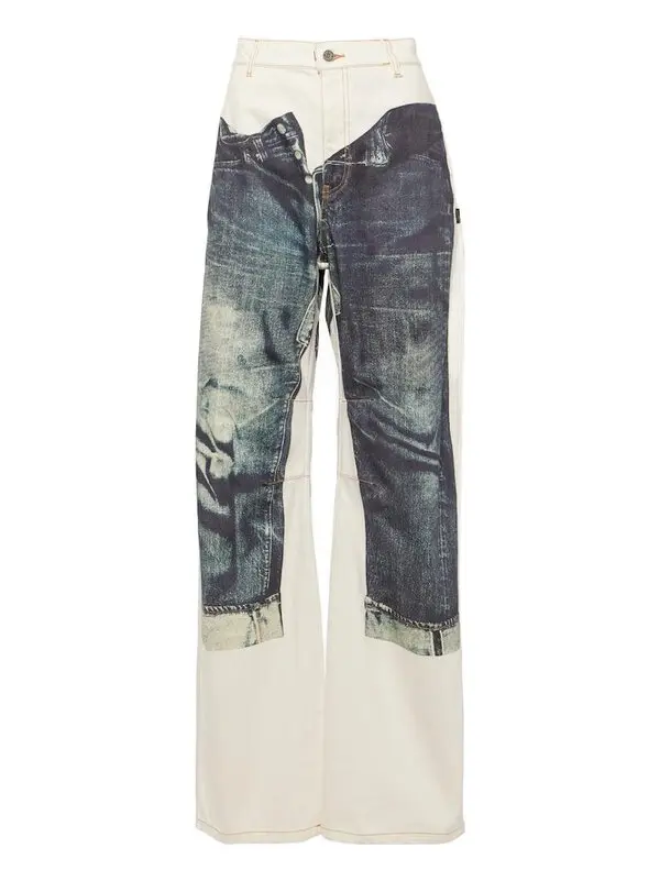 JEAN PAUL GAULTIER Trompe L'oeil Wide-leg Jeans - White