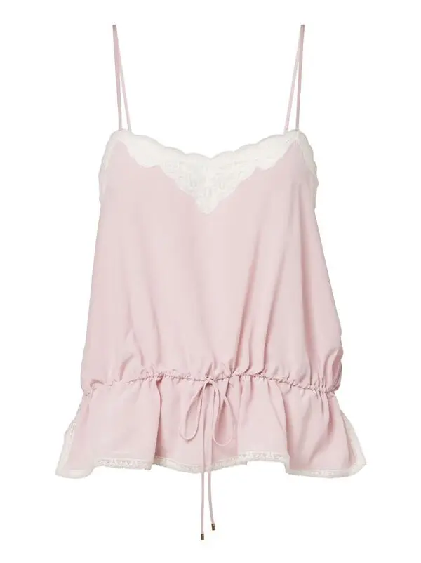 Chloé Silk Crepe De Chine Camisole With Lace Trim - Pink