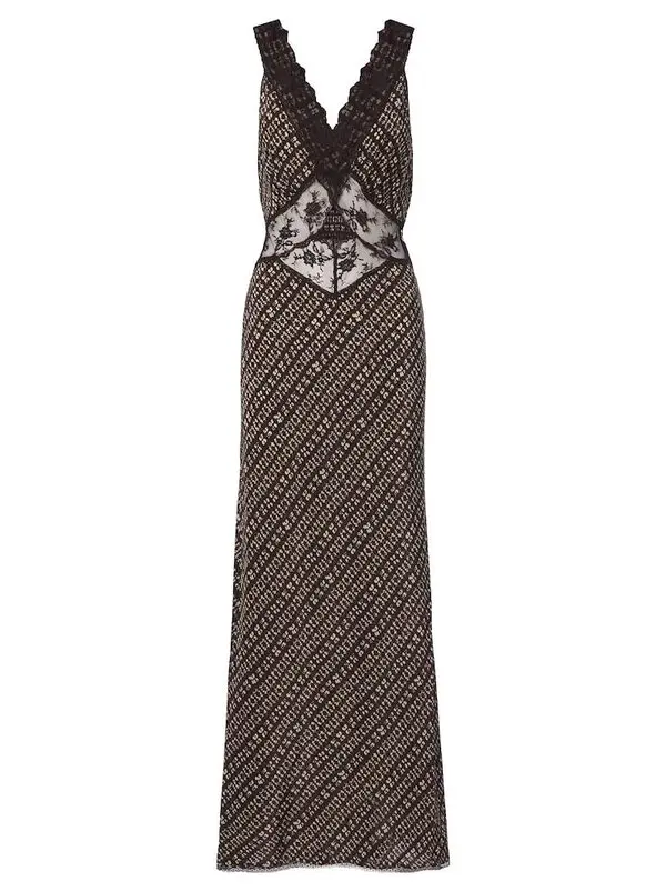 SIR. Astrid Lace-trimmed Printed Gown - Brown