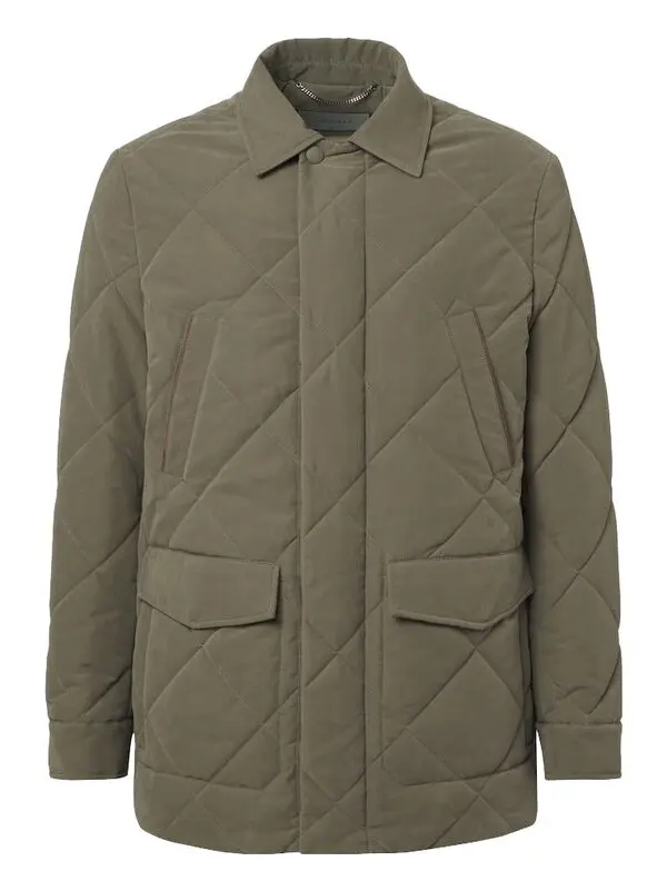 Canali Quilted Puffer Jacket With Suede Trim - Green