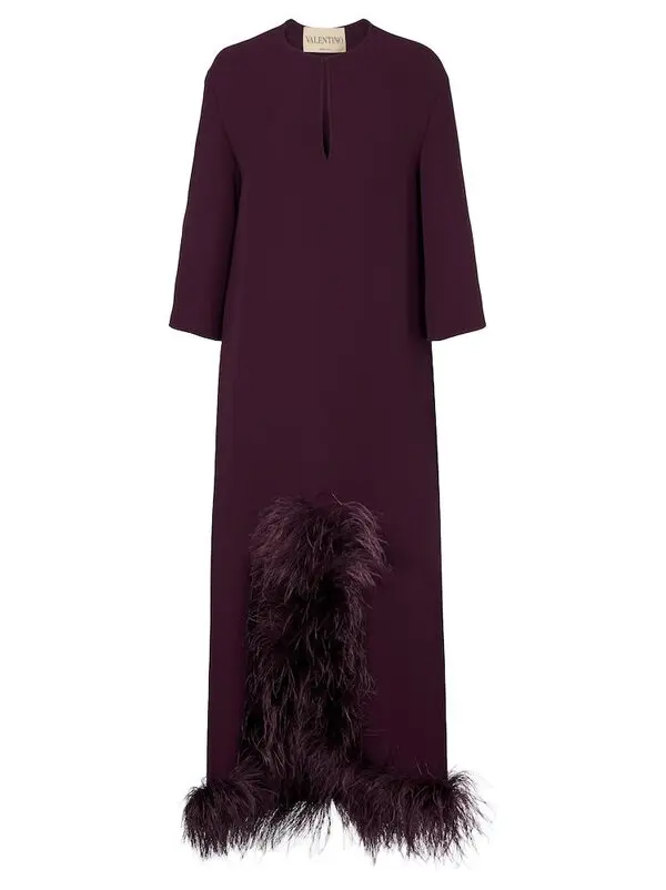 Valentino Garavani Cady Couture Feather-trimmed Gown - Purple