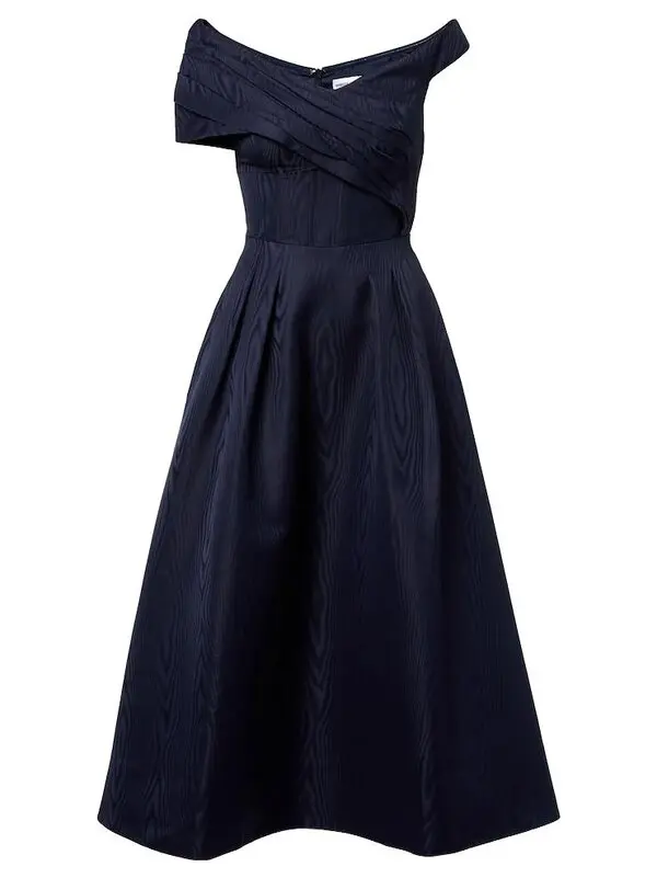 Rebecca Vallance Asymmetric Off-shoulder Midi Dress - Blue