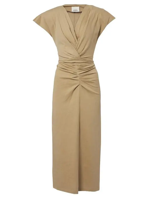 Isabel Marant Étoile Nadra Gathered Cotton Jersey Midi Dress - Beige