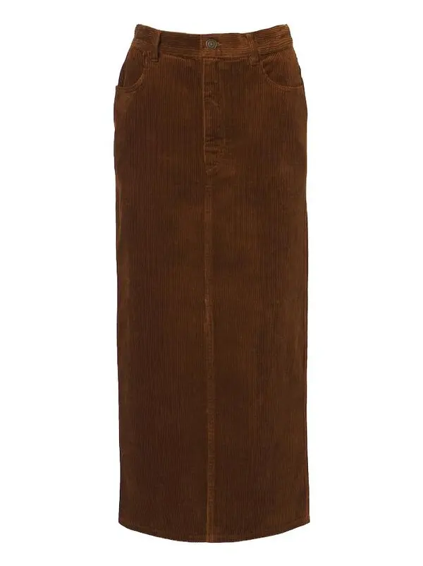 MARANT ETOILE Odalie Cotton And Linen Corduroy Maxi Skirt - Brown