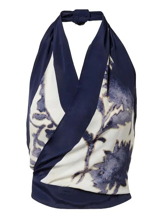 SIR. Phillipa Floral Halterneck Top - Blue