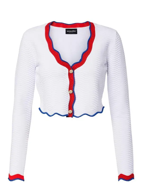 Retrofete Orlaithe Ribbed-knit Cardigan - White