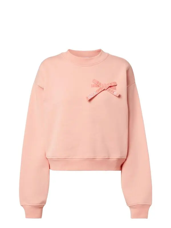 PATOU Bow-detail Cotton Jersey Sweatshirt - Pink