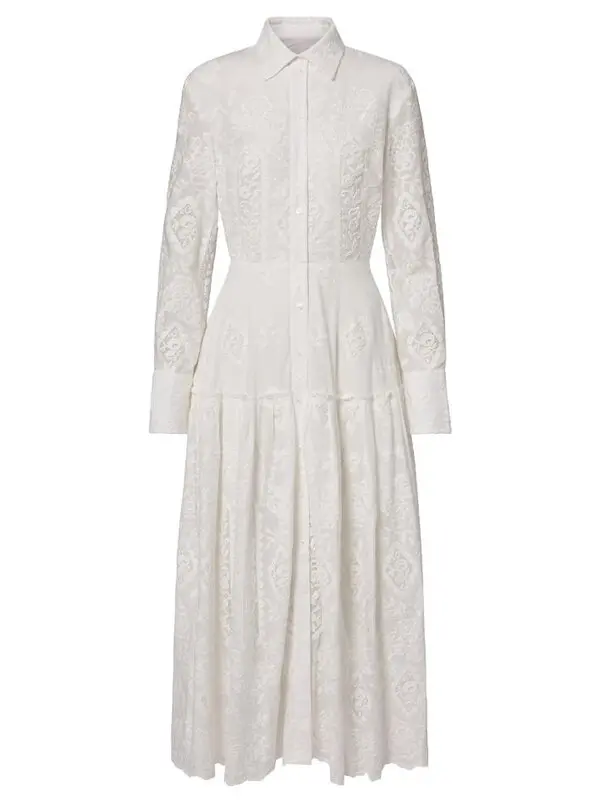Erdem Floral Embroidered Cotton Shirt Dress - White