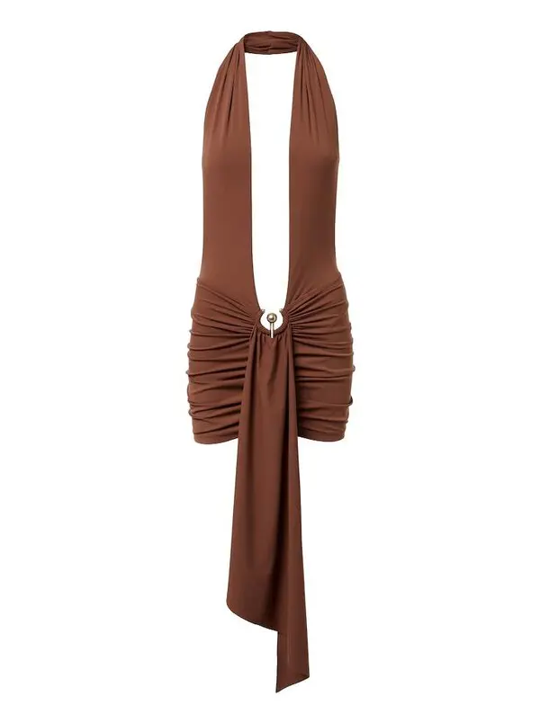 Christopher Esber Halterneck Jersey Minidress - Brown