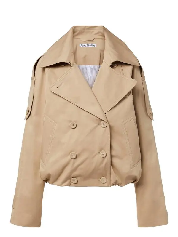 Acne Studios Cropped Cotton Twill Trench Coat - Beige