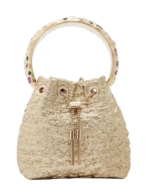 JIMMY CHOO Bon Bon Small Lurex Bucket Bag - Gold
