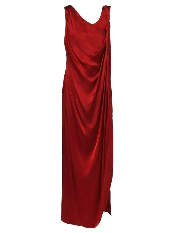 MAISON MARGIELA Draped Satin Maxi Dress - Red