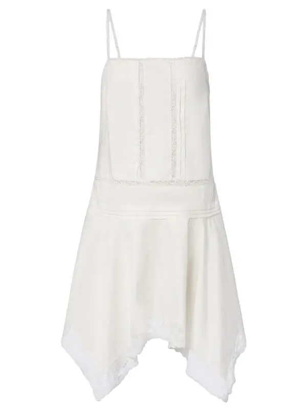 Staud Corinna Embroidered Cotton Voile Mini Dress In Ivory - White