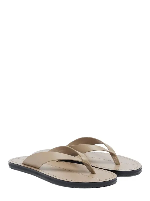 A.emery Flora Leather Thong Sandals - Beige