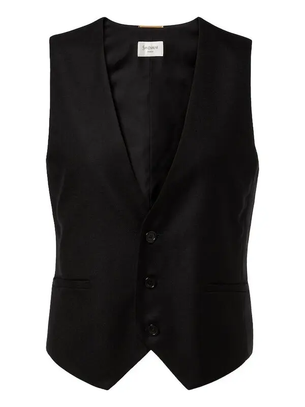 Saint Laurent Cashmere And Silk Vest - Black