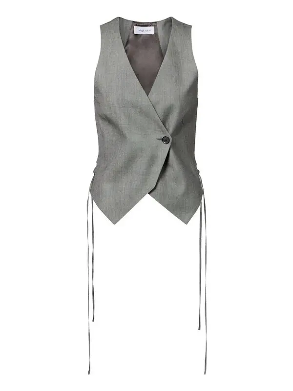 Alexander McQueen Asymmetrical Wool Vest - Grey