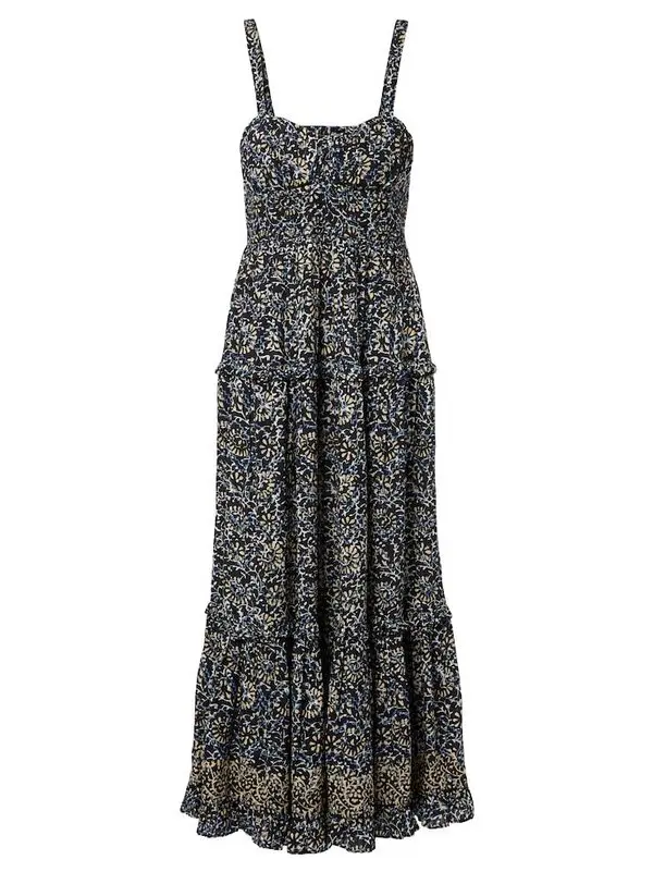 Ulla Johnson Ophelia Printed Cotton-blend Midi Dress - Blue