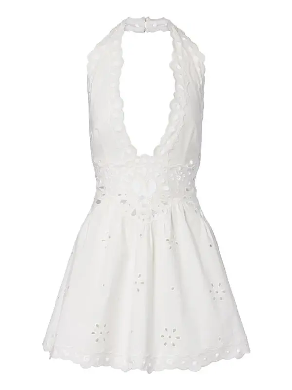 Retrofete Broderie Anglaise Cotton-blend Minidress - White