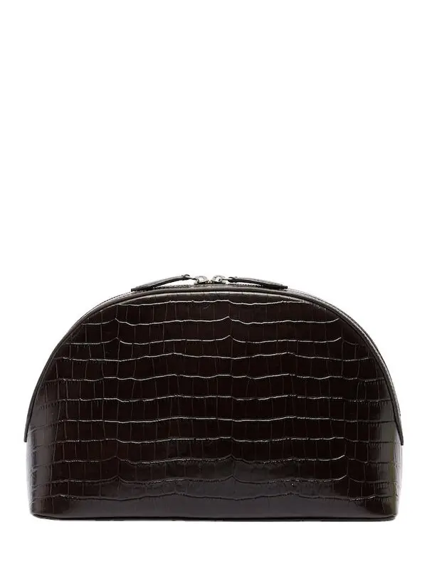 A.emery Halloran Croc-effect Leather Clutch - Brown