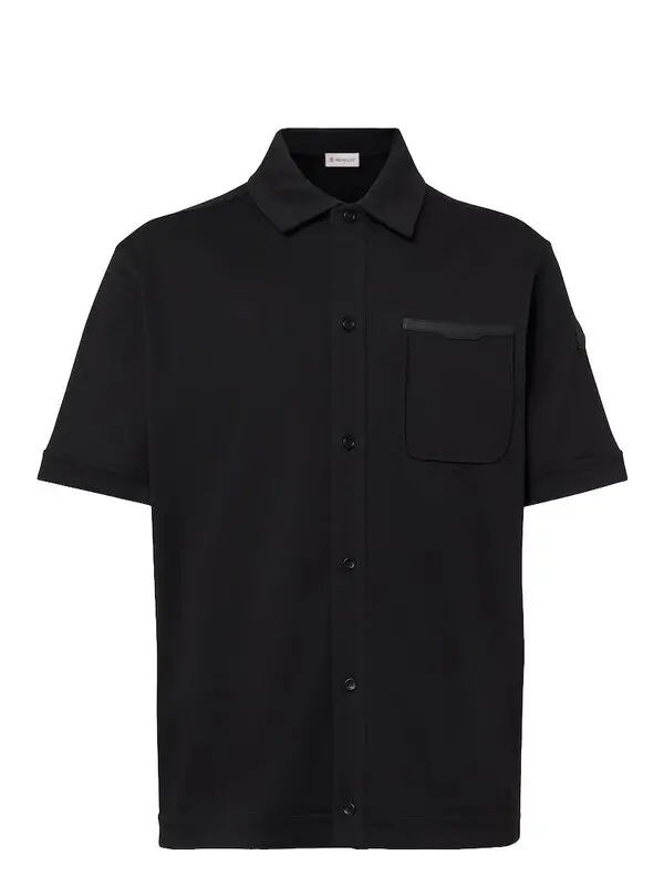 Moncler Leather-trimmed Cotton Shirt - Black