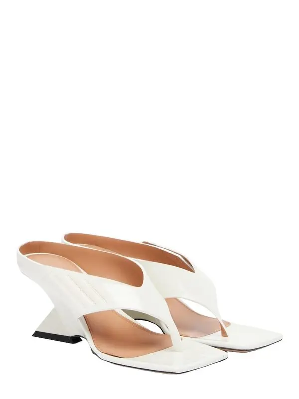Attico Patent Leather Wedge Sandals - White