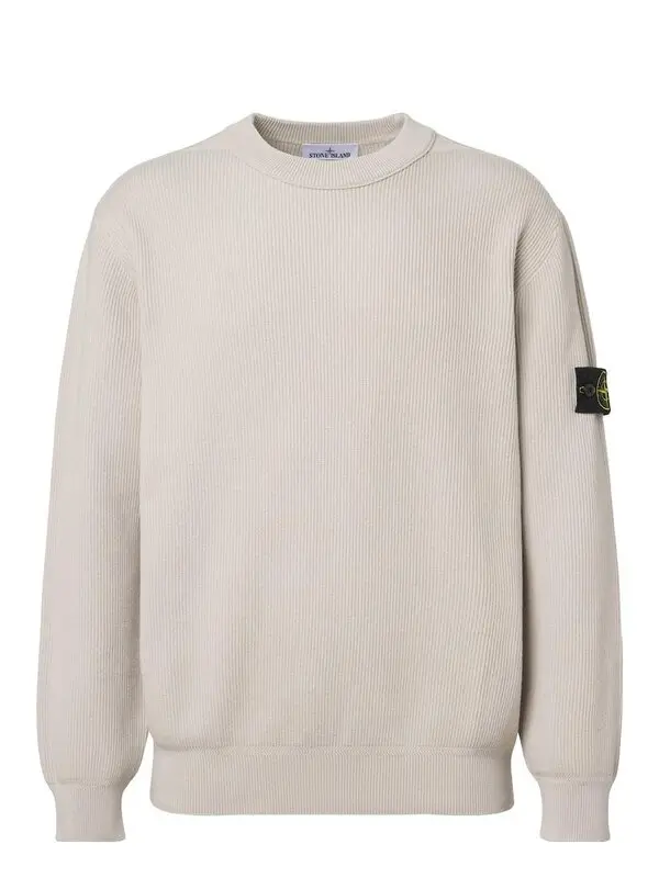 Stone Island Compass Cotton Crewneck Sweater - Beige