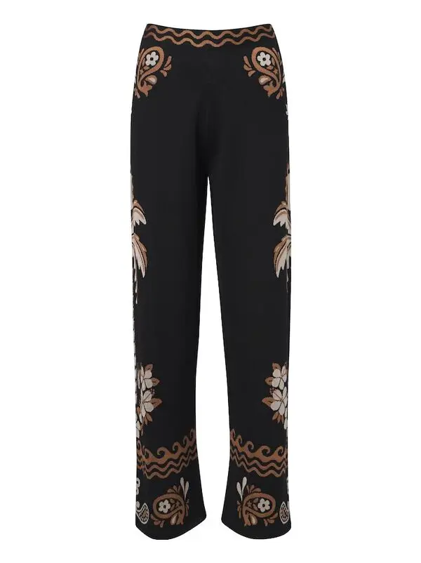 Alanui Wool And Silk-blend Wide Leg Pants - Black