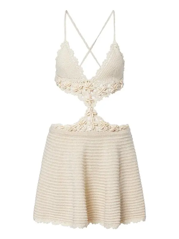 Retrofete Aisola Crochet Minidress - White