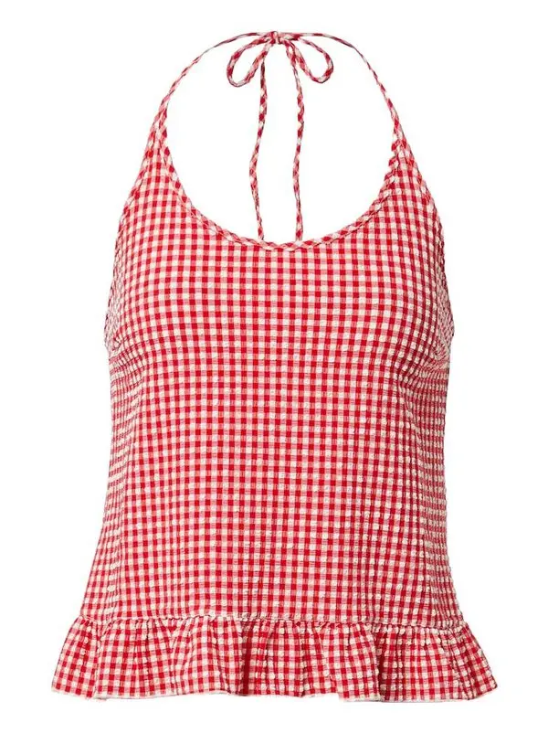 MONTCE Brooklyn Gingham Halterneck Top - Red